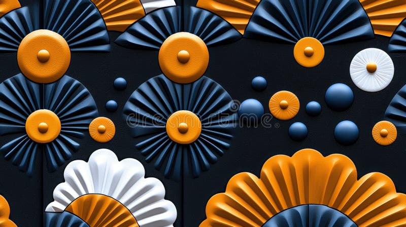 Seamless Pattern Featuring Vibrant Flowers in Orange, White, and Blue ...