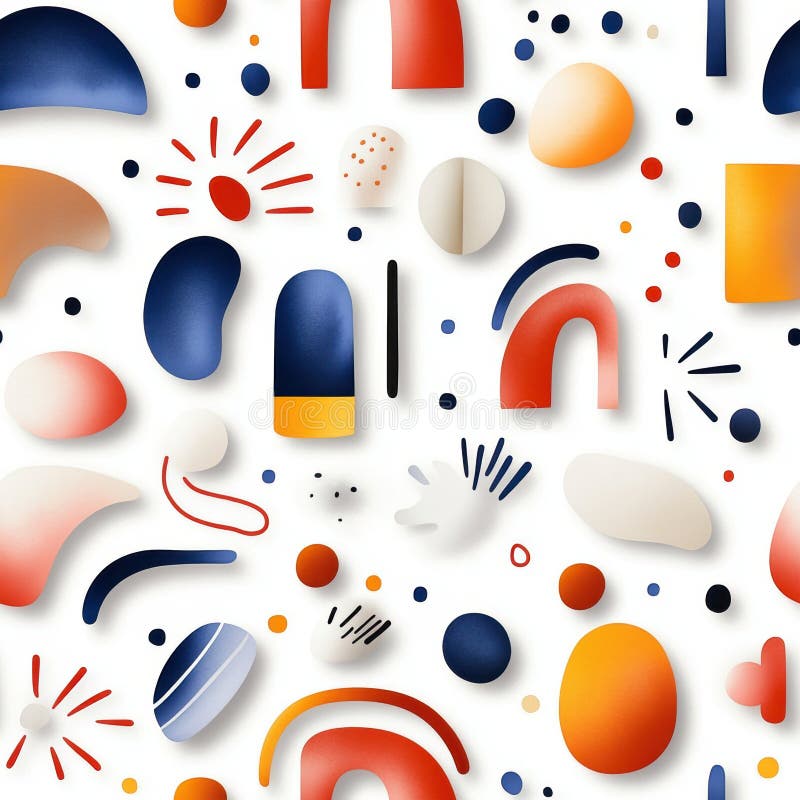 Seamless Pattern Featuring Vibrant Shapes and Colors Creates Lively and ...