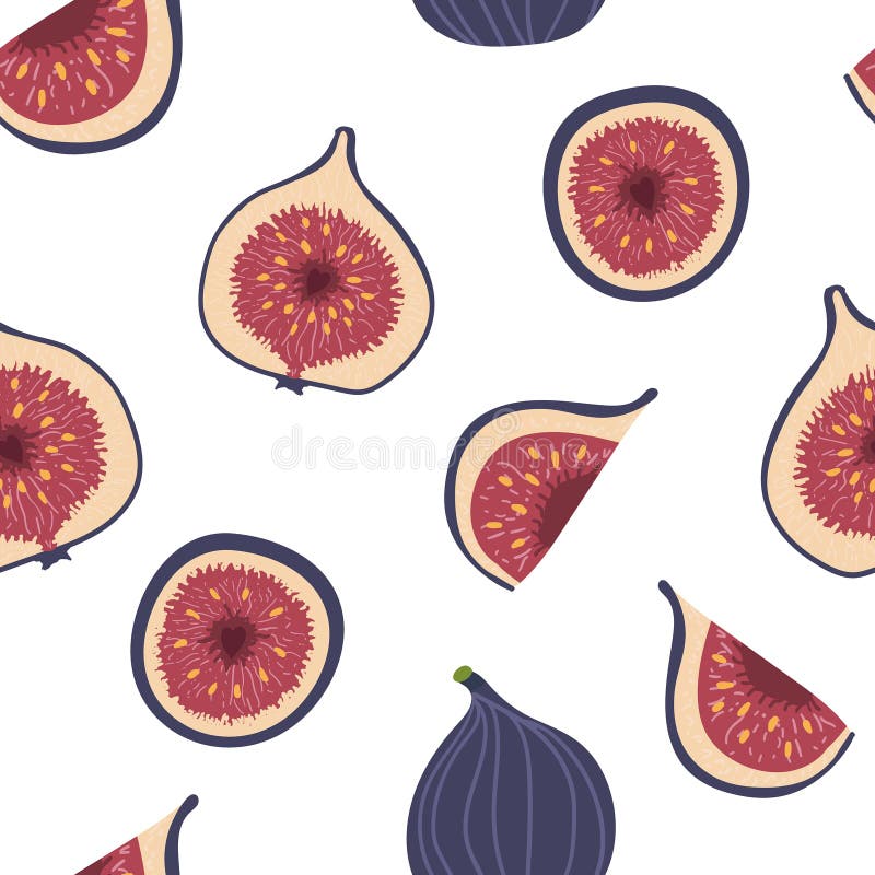 Seamless Pattern with Figs. Whole Fig with Half. Summer Background ...