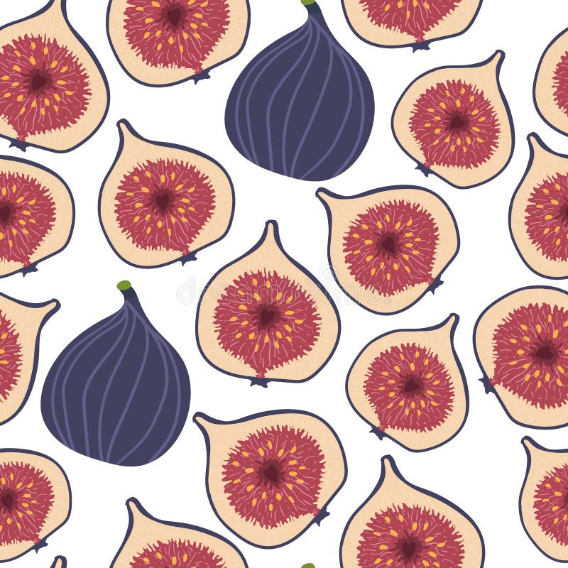 Seamless Pattern with Figs. Whole Fig with Half. Summer Background ...