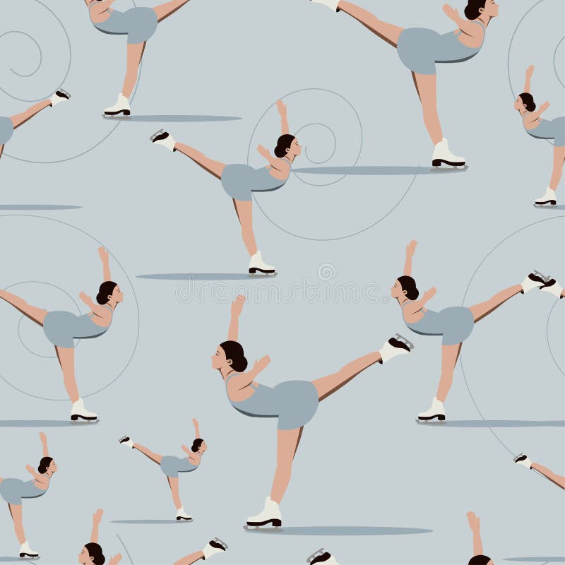 Seamless Pattern Figure Skating Stock Vector - Illustration of figure ...