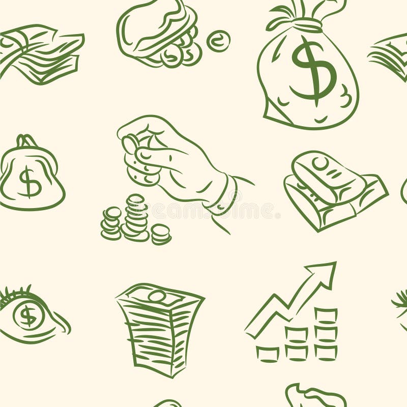 Seamless Pattern. Finance Doodle Set Stock Vector - Illustration of ...