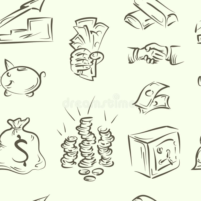 Seamless Pattern. Finance Doodle Set. Vector Stock Vector ...