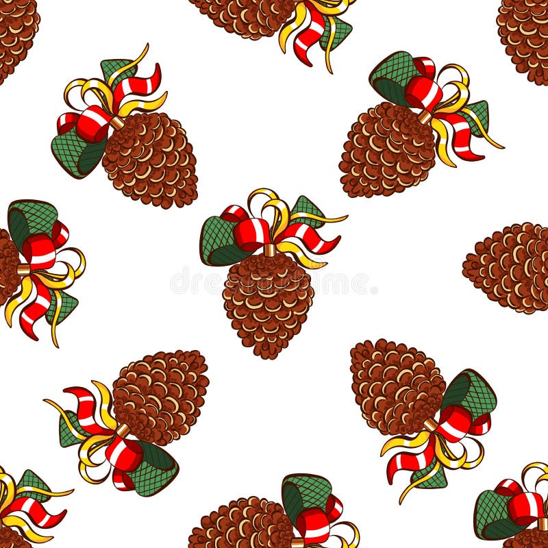 Seamless Pattern Fir Cones stock vector. Illustration of christmastime ...