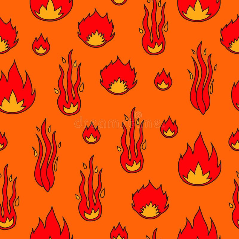 Seamless Pattern with Fire Flames. Stock Vector - Illustration of ...