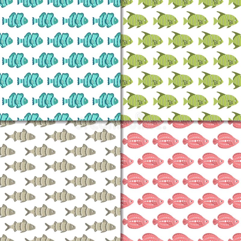 Seamless Pattern Fish Background Design Stock Vector - Illustration of ...