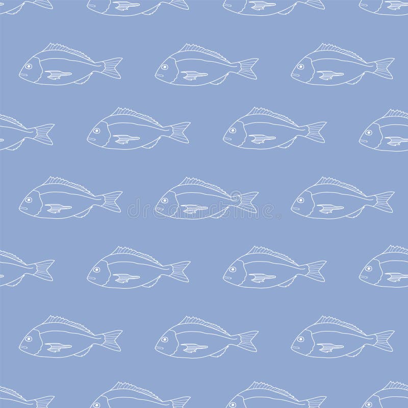 Seamless Pattern of Fish on a Blue Background. Stock Vector ...