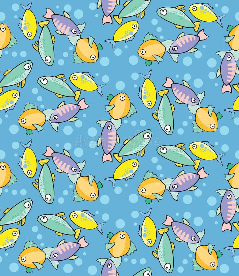 Seamless Pattern with Fish in Cartoon Style. Stock Illustration ...