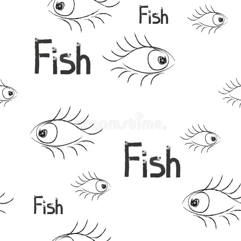 Seamless Pattern. Fish and Eye Stock Vector - Illustration of vector ...