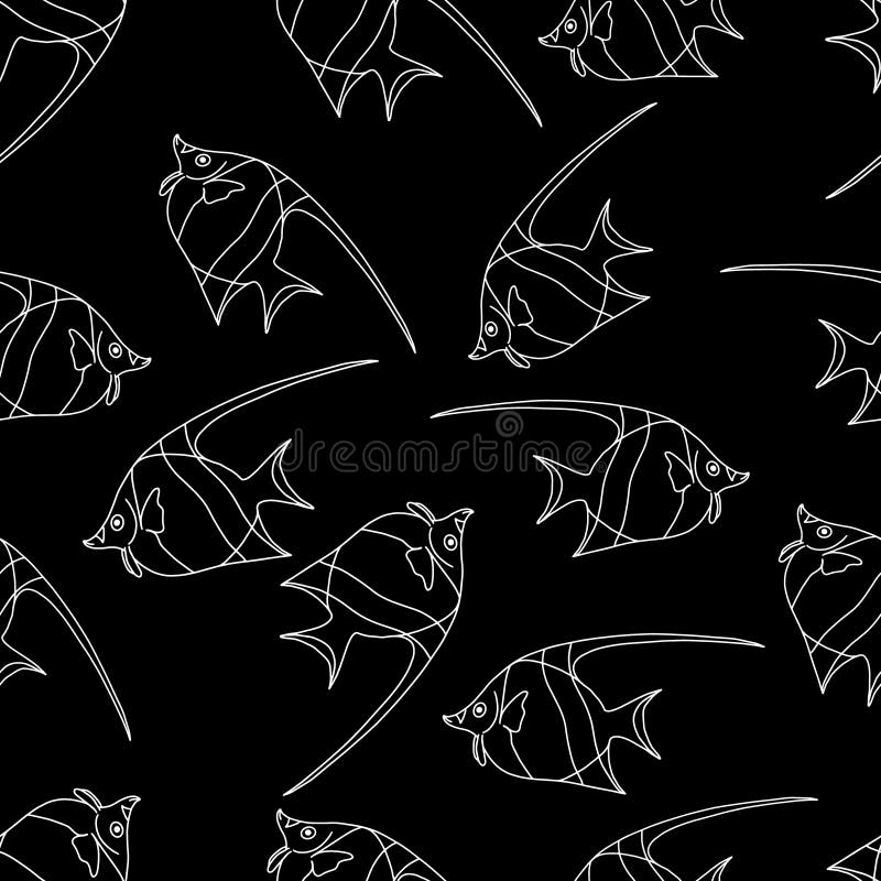 Seamless Pattern with Fish.Fish with a Large Sharp Fin.Nautical Theme ...