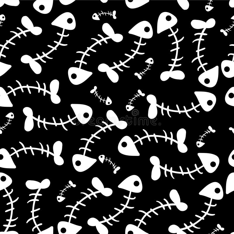 Seamless Pattern Fish Skeletons Stock Vector - Illustration of skeleton, backdrop: 28304667