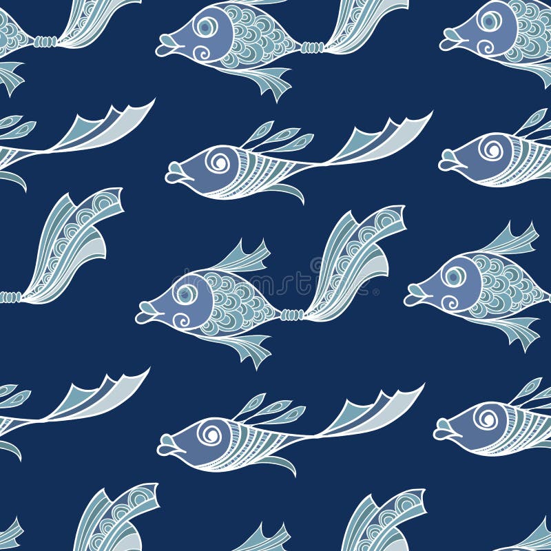 Seamless pattern with fish stock vector. Illustration of modern - 57371568