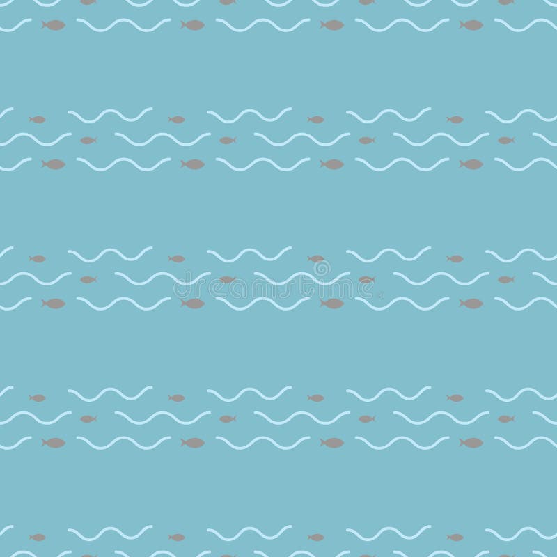 Seamless Pattern with Fish and Wave. Wallpapers with Silhouettes of ...
