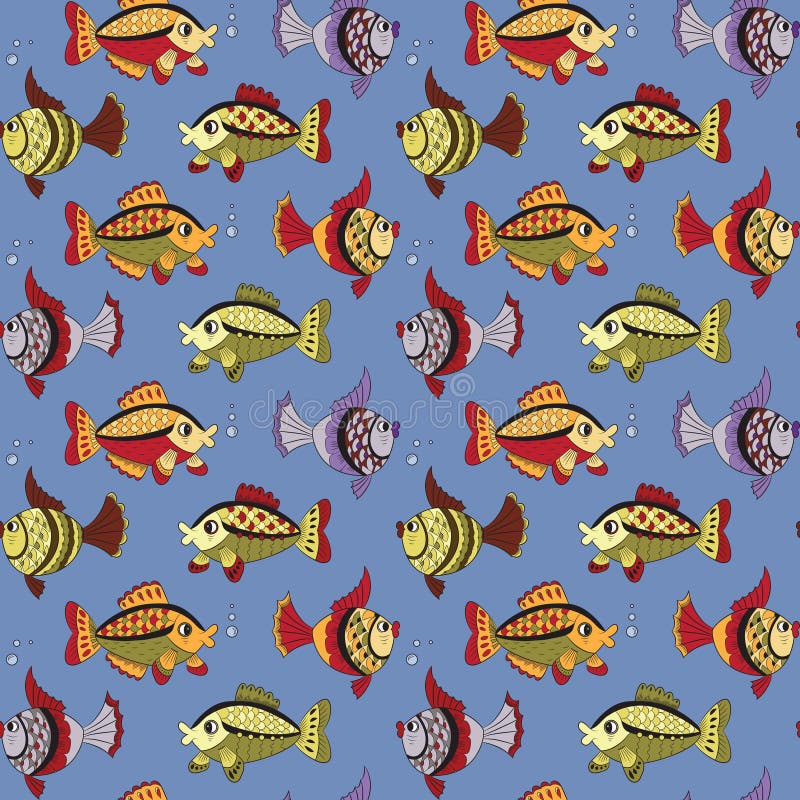 Seamless Pattern with Fishes Stock Vector - Illustration of pattern ...