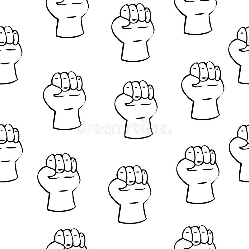 Seamless Pattern of Fists in Doodle Style. Fight Stock Vector ...