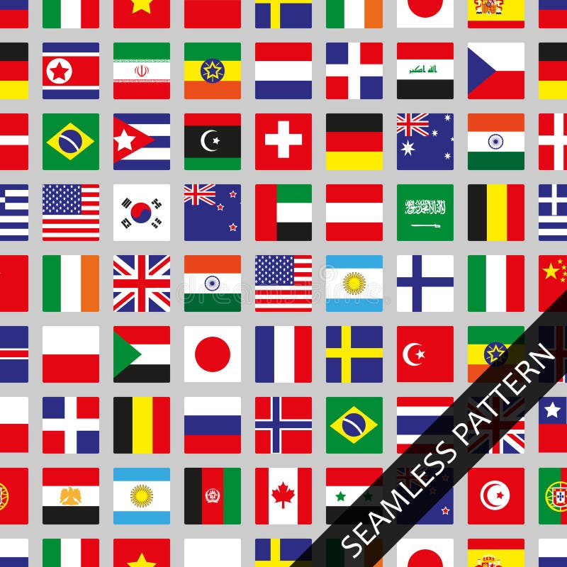 Seamless Pattern with Flags of the World, Flat Design. Stock Vector ...