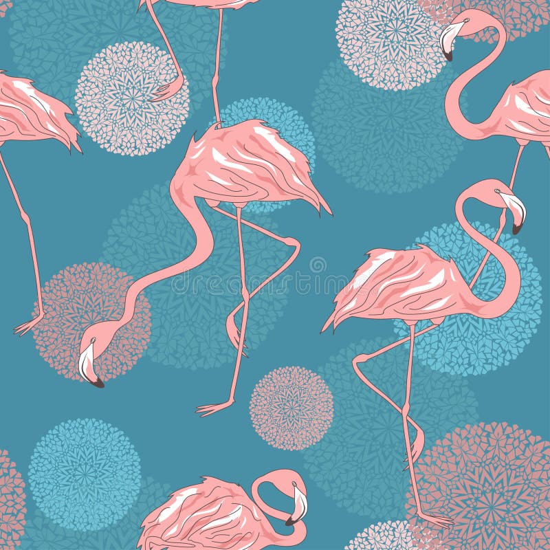 Seamless Pattern of Flamingos Stock Vector - Illustration of holiday ...