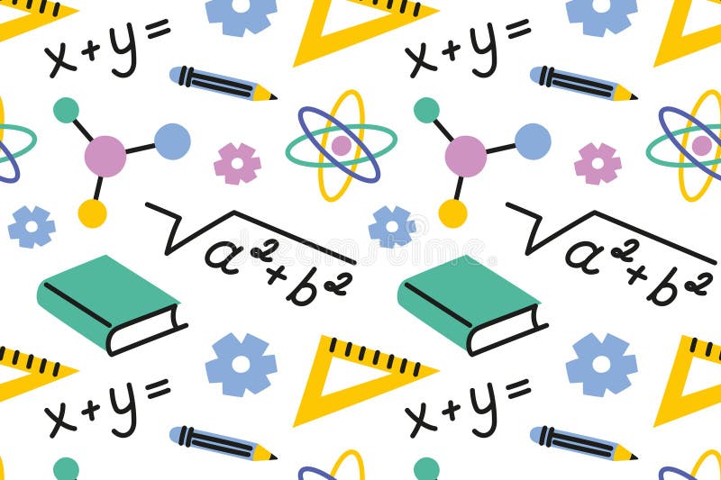 Seamless Pattern with Flat Cartoon Elements on Education, Science ...