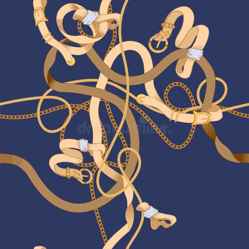 Seamless Pattern with Flat Chains and Belts. Vector Baroque Patch for ...