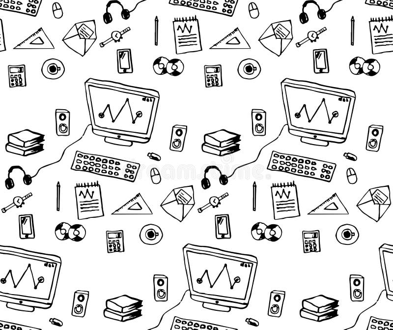 Seamless Pattern, Flat Design Vector Illustration of Modern Work Stock ...