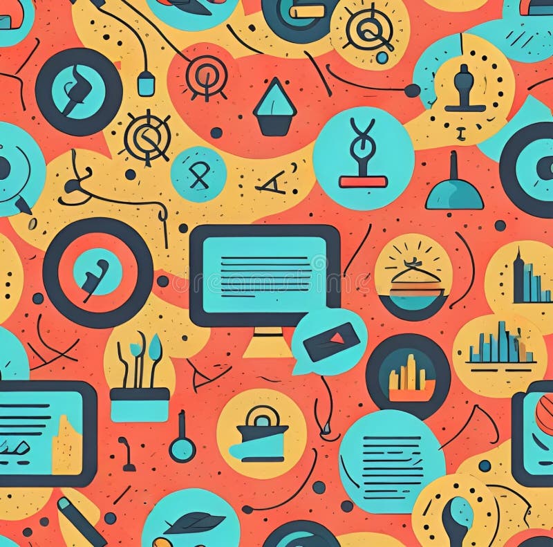 Seamless Pattern with Flat Icons on the Theme of Education. Stock Illustration - Illustration of ...