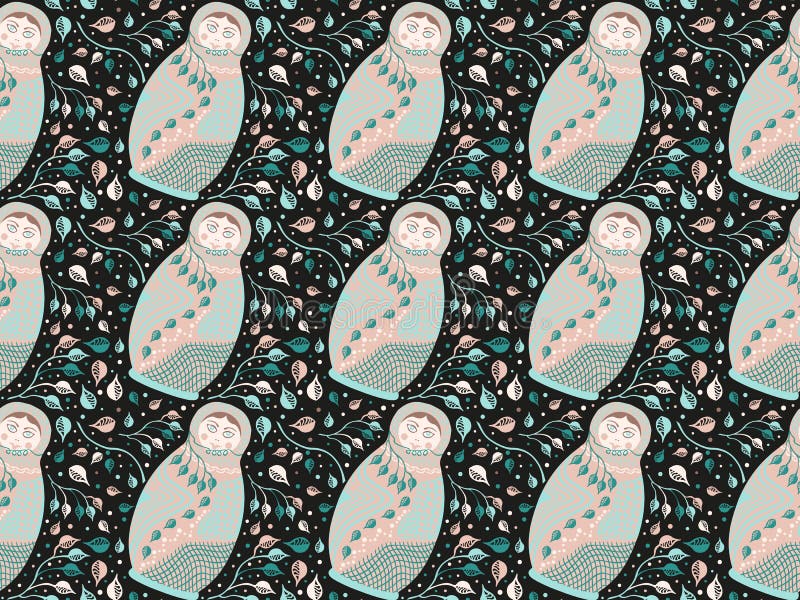 Seamless Pattern. Flat Nesting Dolls in Pastel Colors with Abstract ...