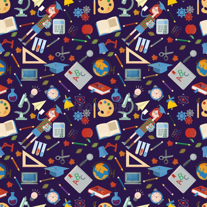 Seamless Pattern_2_flat on School Theme, Education, Back To School ...