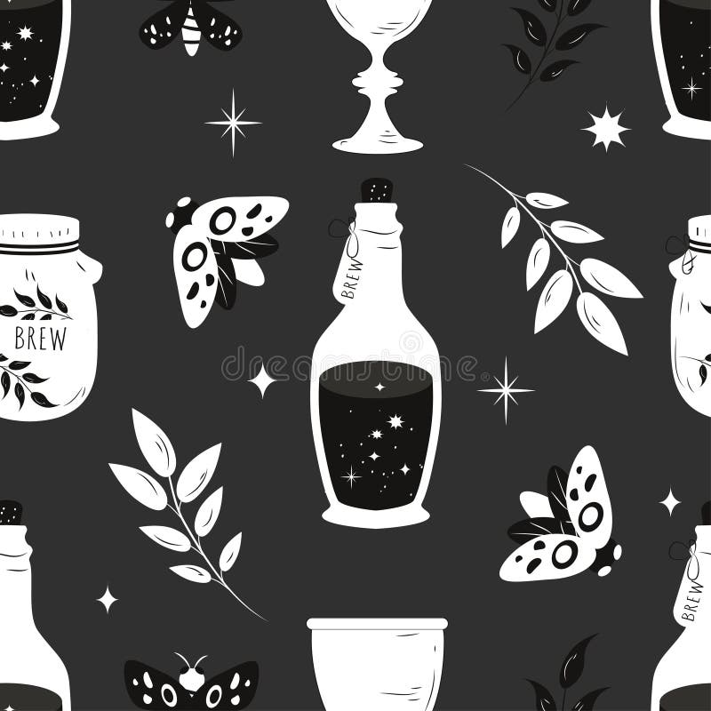 Seamless Pattern in a Flat Style on the Theme of Witchcraft and ...