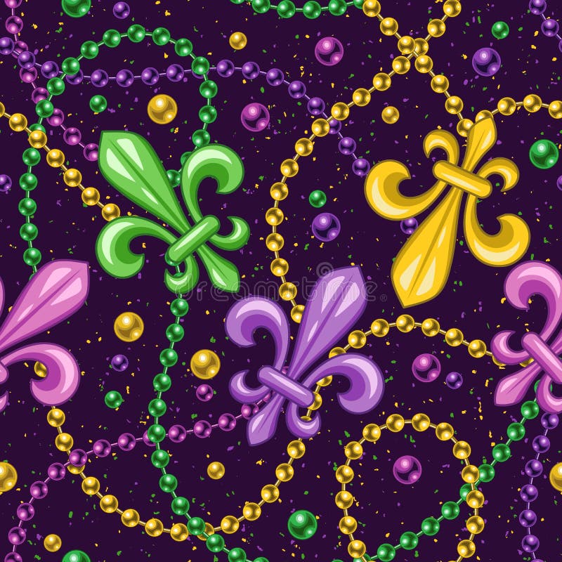 Seamless Pattern with Fleur De Lis, Strings of Beads. Stock Vector ...