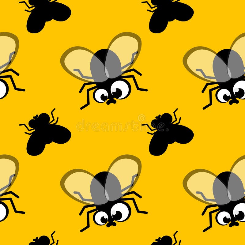 Seamless Pattern with Flies. Vector Stock Vector - Illustration of ...