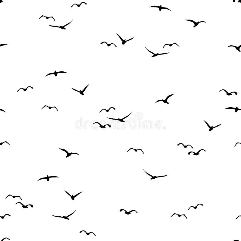Seamless Pattern of a Flock of Birds Stock Vector - Illustration of ...