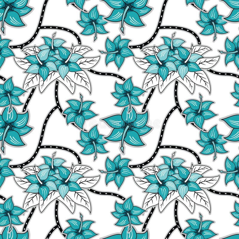Seamless Pattern with Floral Illustration, Indonesian Batik Motif Stock ...