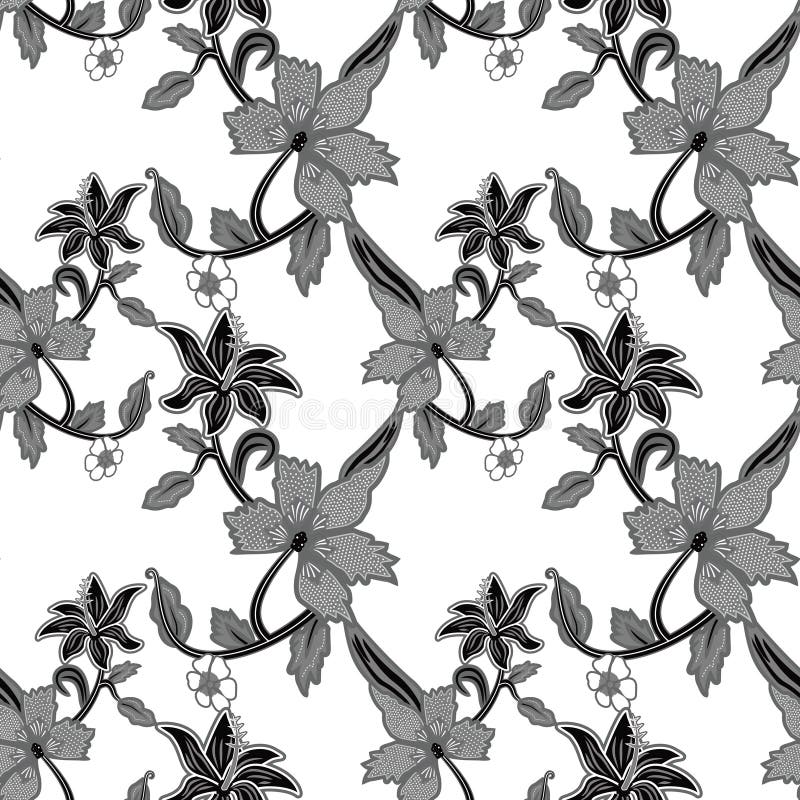 Seamless Pattern with Floral Illustration Vector with Classical Motif ...