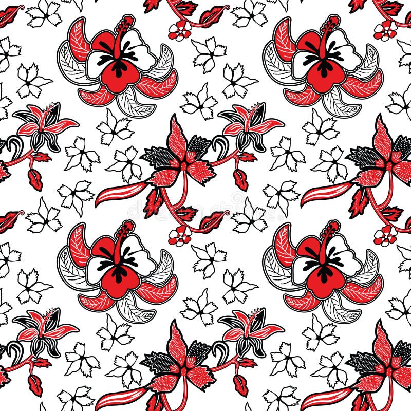 Seamless Pattern with Floral Illustration Vector with Classical Motif ...
