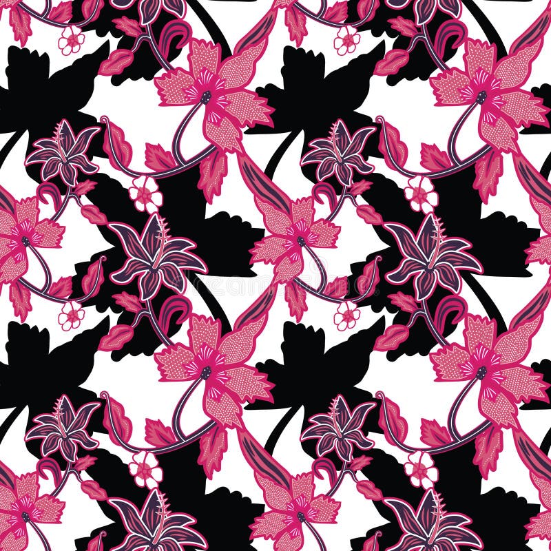 Seamless Pattern with Floral Illustration Vector with Classical Motif ...