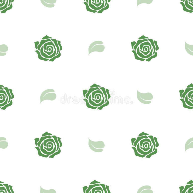 Seamless Pattern Floral and Leafy Green Color Roses Stock Vector ...