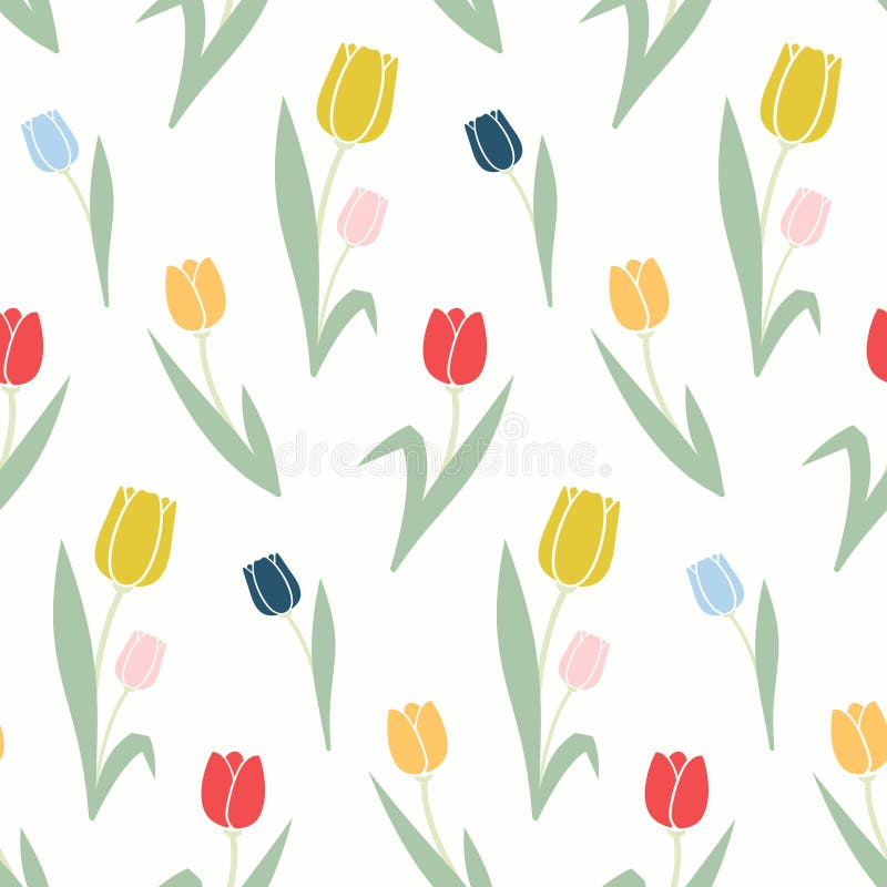 Seamless Pattern, Floral Repeat Elements ,Tulips Stock Vector ...