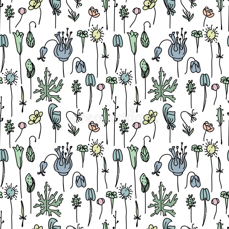 Seamless Pattern with Floral Seeds. Stock Illustration - Illustration ...