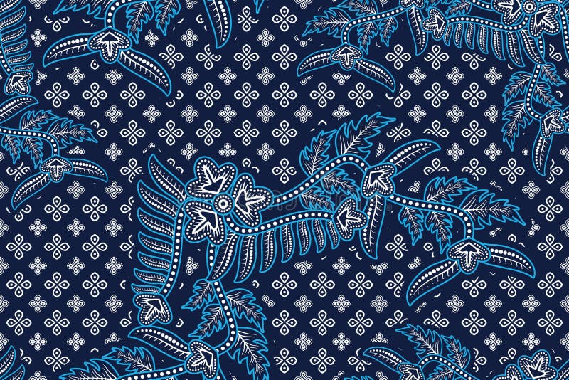 Seamless Pattern with Floral Vector Illustration, Batik Background ...