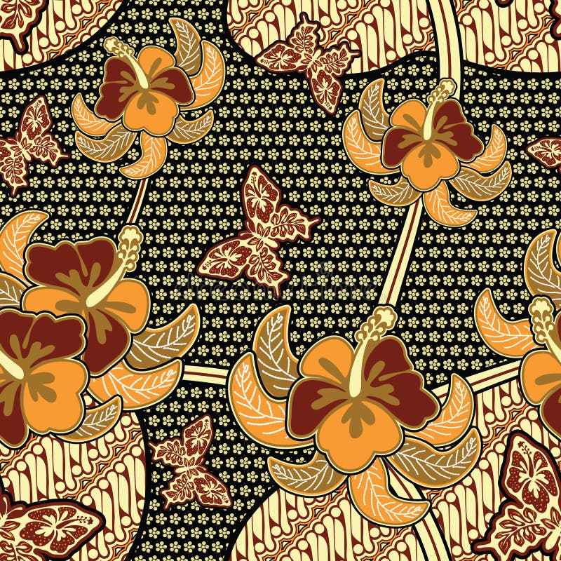 Floral Vector Background, with Batik Motif Stock Vector - Illustration ...