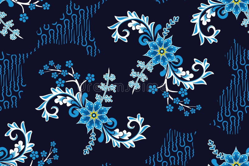 Floral Batik Motif Vector Illustration Stock Vector - Illustration of ...