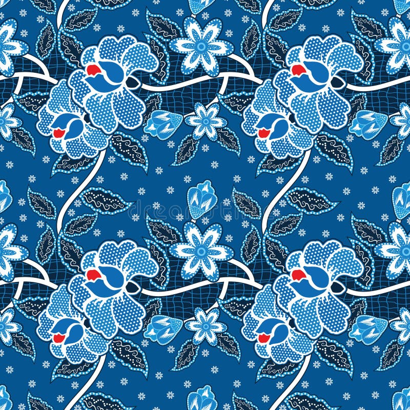 Floral Batik Motif Vector Illustration Stock Vector - Illustration of ...