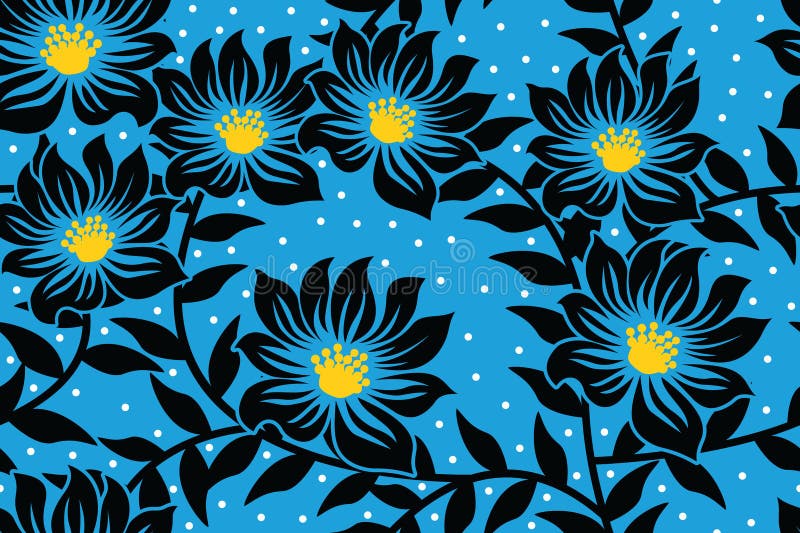 Seamless Pattern with Floral Vector Illustration, Hibiscus Batik Motif ...