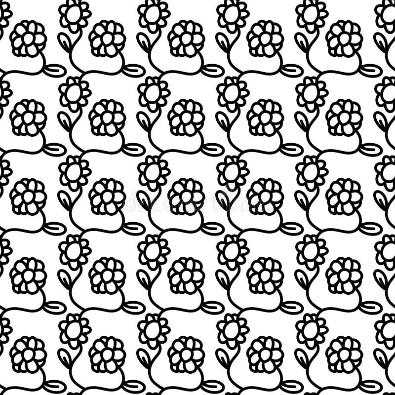 Seamless Pattern of Flower Cartoon Stock Illustration - Illustration of ...