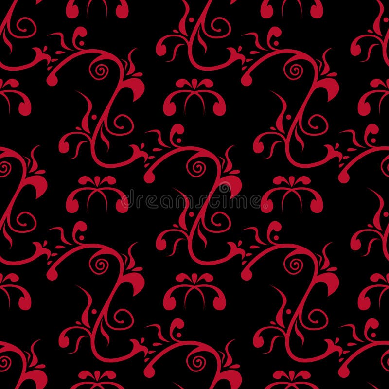 Seamless Pattern with Flower Element. Red and Black Abstract Wallpaper ...