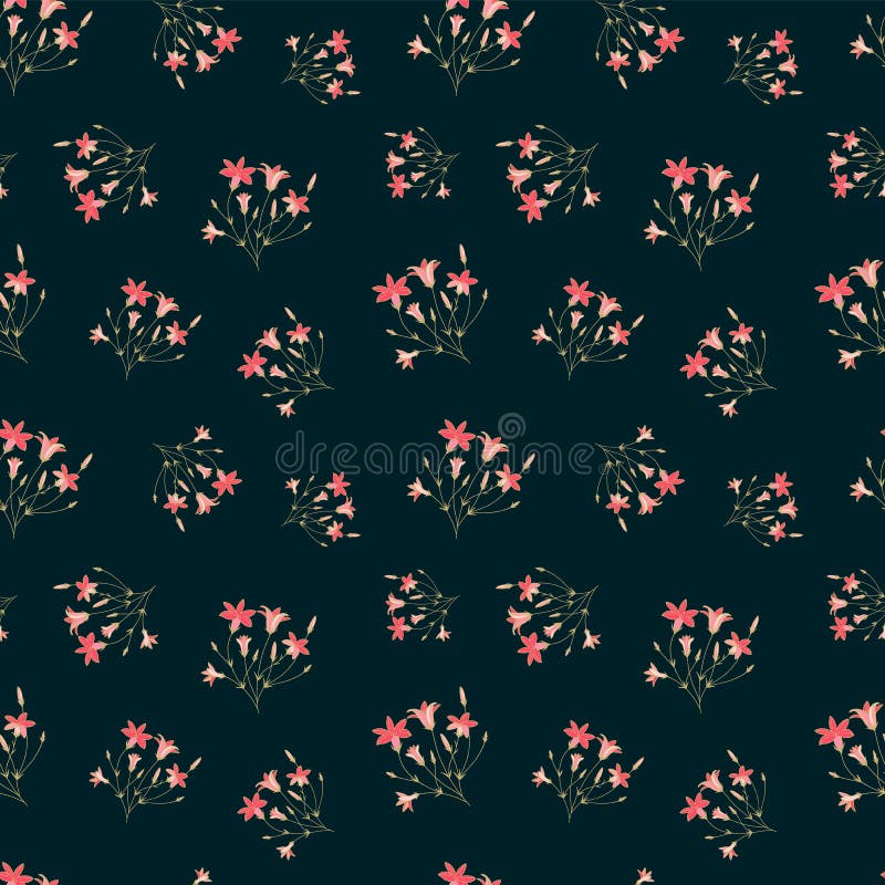 Seamless Pattern of Flowers Bells Hand-drawn, Vector Illustrations ...