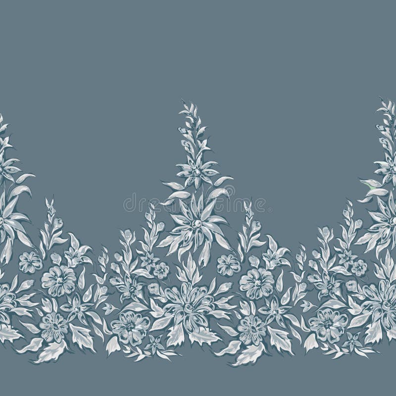 Seamless Border Floral Pattern Edge Fabric Stock Vector - Illustration ...