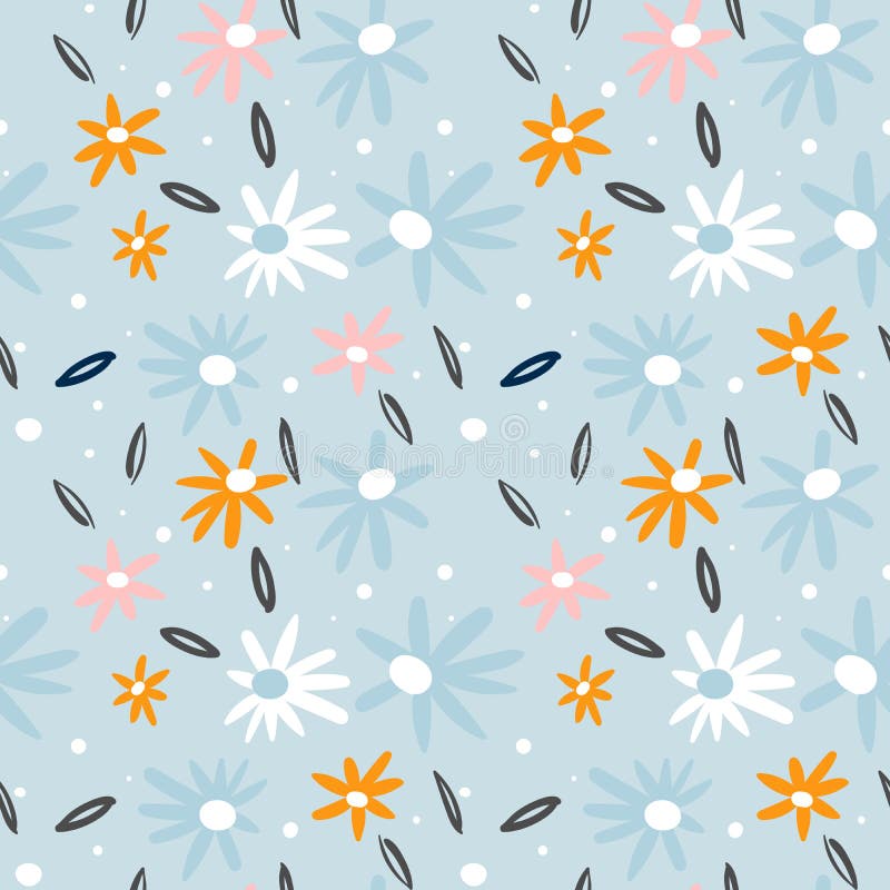 Seamless Pattern with Flowers,branches. Creative Floral Texture Stock ...