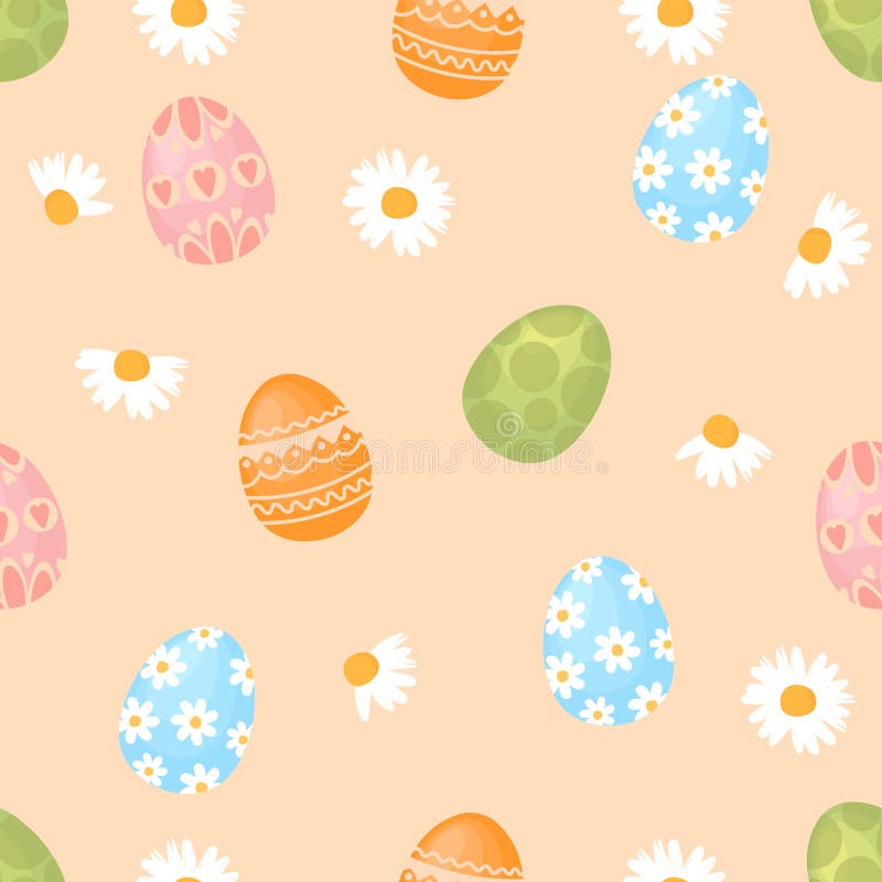Seamless Pattern with Flowers Cartoons Vector Illustration. Stock ...
