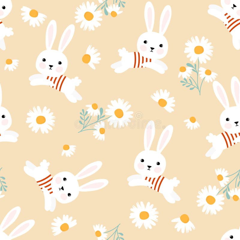 Seamless Pattern with Flowers Cartoons Vector Illustration. Stock ...